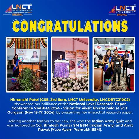 congratulations to himanshi patel for her outstanding achievements