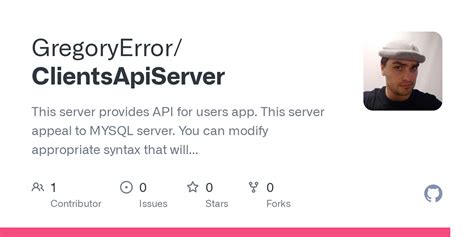 GitHub GregoryError ClientsApiServer This Server Provides API For Users App This Server