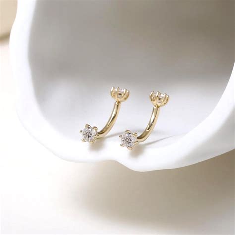 Solid Gold 9k 14k Cz Curved Barbell Rook Eyebrow Belly Piercing
