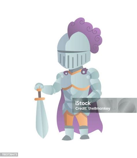 전체 갑옷 평면 그림에서 중세 기사 만화 캐리커처 재미있는 만화 기사 가득 찬에 대한 스톡 벡터 아트 및 기타 이미지 가득 찬 검 고전갑옷 Istock