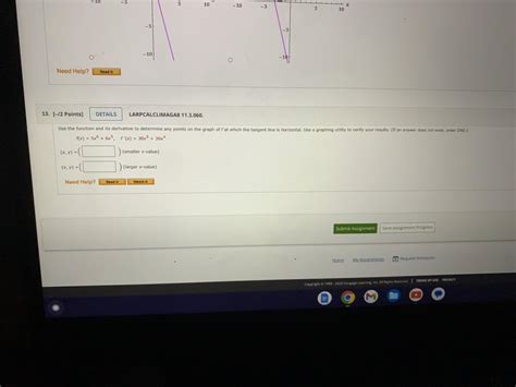 use the function and its derivative to determine any points on the