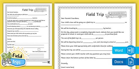 Field Trip Template Letter Resources Twinkl Usa