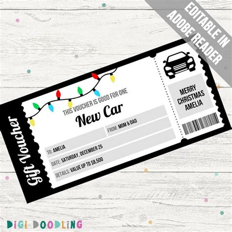 Christmas New Car T Voucher Template Printable Pdf Etsy
