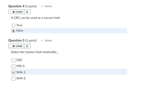 A Crc Can Be Used As A Secure Hash True False