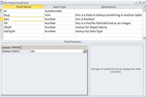 Data Dictionary Display Control Roger S Access Library