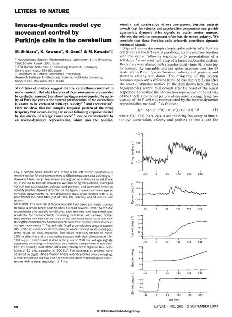 Pdf Inverse Dynamics Model Eye Movement Control By Purkinje Cells In