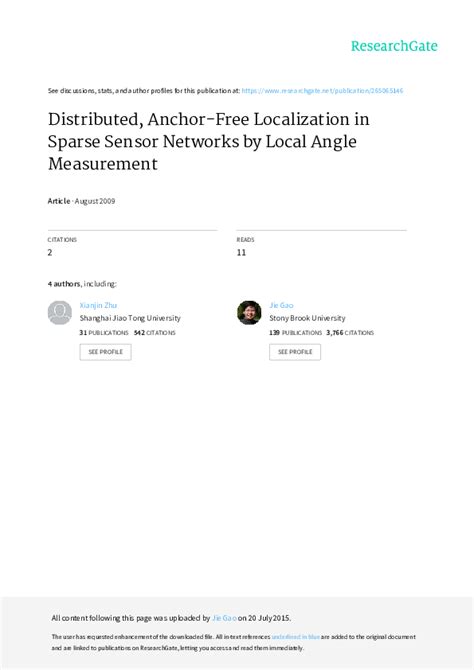 Pdf Distributed Anchor Free Localization In Sparse Sensor Networks