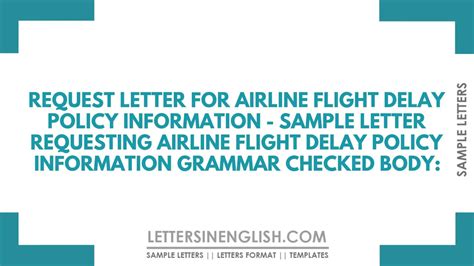 Request Letter For Airline Flight Delay Policy Information Sample Letter Requesting Airline