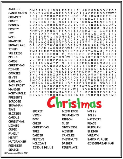 Christmas Hard Word Search
