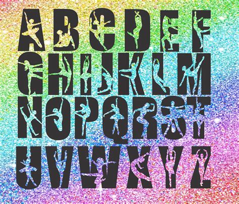 Png And Svg Alphabet With Dancer Silhouettes Digital Letter Art For