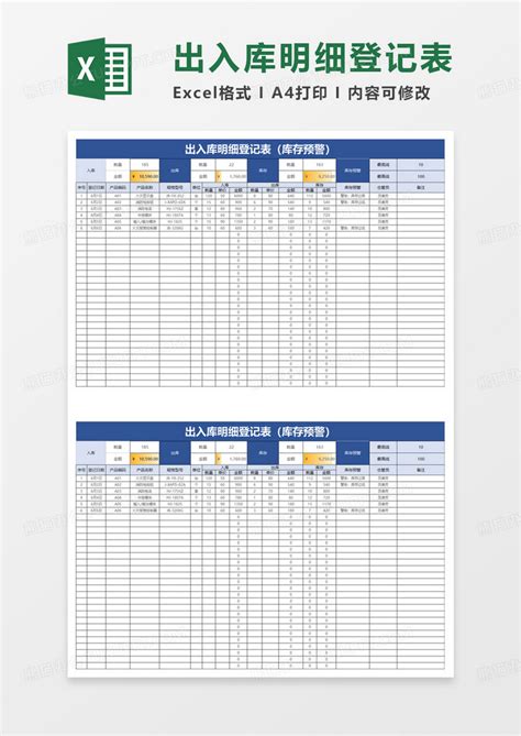 出入库明细登记表excel模板下载熊猫办公