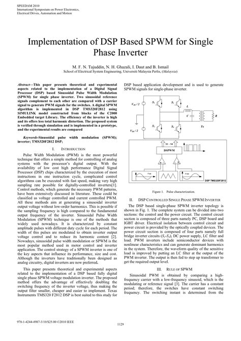 Pdf Implementation Of Dsp Based Spwm For Single Phase Inverter