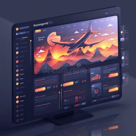 Modern Data Visualization Interface With Air Travel Theme Design Stock