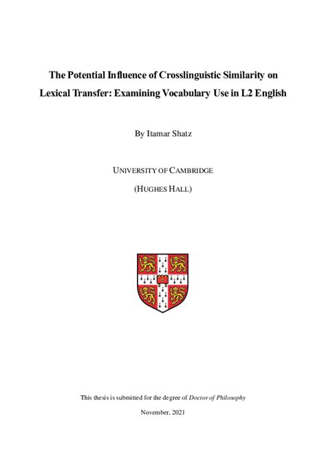 Pdf The Potential Influence Of Crosslinguistic Similarity On Lexical
