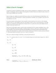 UNIT Lesson Pascal S Triangle Problems Using Combinations Docx What Is Pascal S