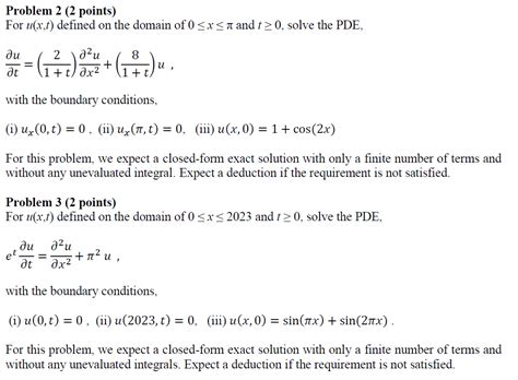 Solved Problem Points For U X T Defined On The Chegg