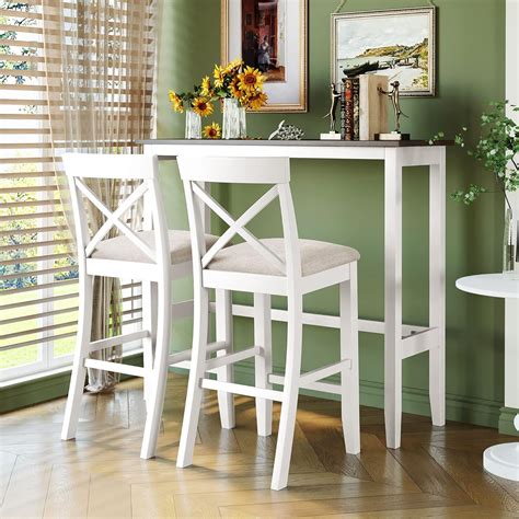 Vilrocaz Farmhouse 3 Piece Counter Height Wood Kitchen