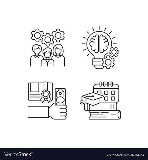 Idea Generation Linear Icons Set Royalty Free Vector Image