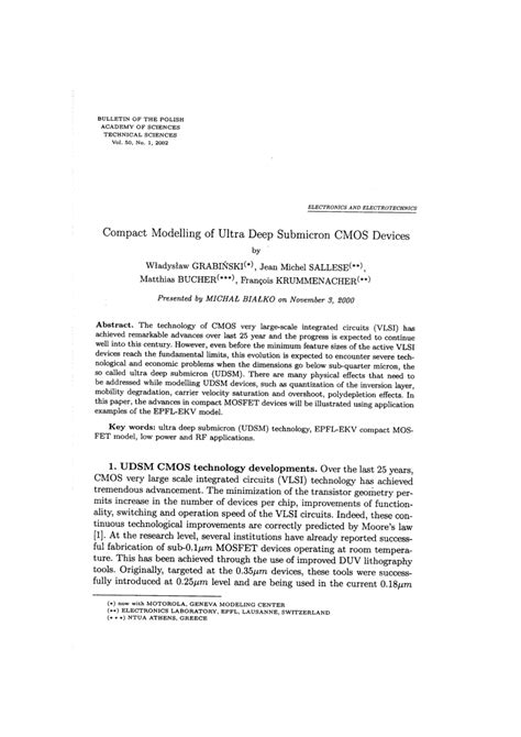 Pdf Compact Modelling Of Ultra Deep Submicron Cmos Devices