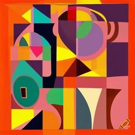Picasso Type Art Work With Stong Colors And Geometric Shapes Wall To
