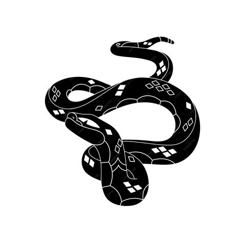 Premium Vector Black Python Silhouette Monochrome Viper Crawls