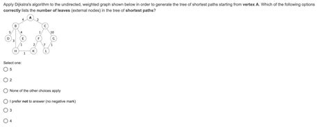 Solved Apply Dijkstra S Algorithm To The Undirected Chegg Com