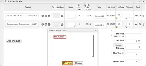 sales order import csv for product line items