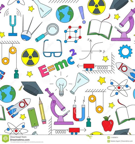 Seamless Physics Education Icons Pattern