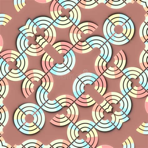 Digital Illustration Of A Symmetrical Pattern Of Interconnected Rings