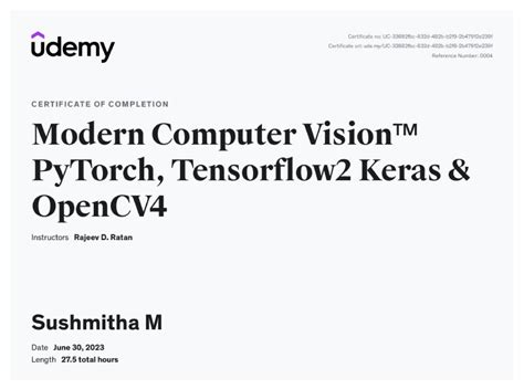 Sushmitha M On Linkedin I Am Happy To Share That I Have Completed This Computer Vision Course