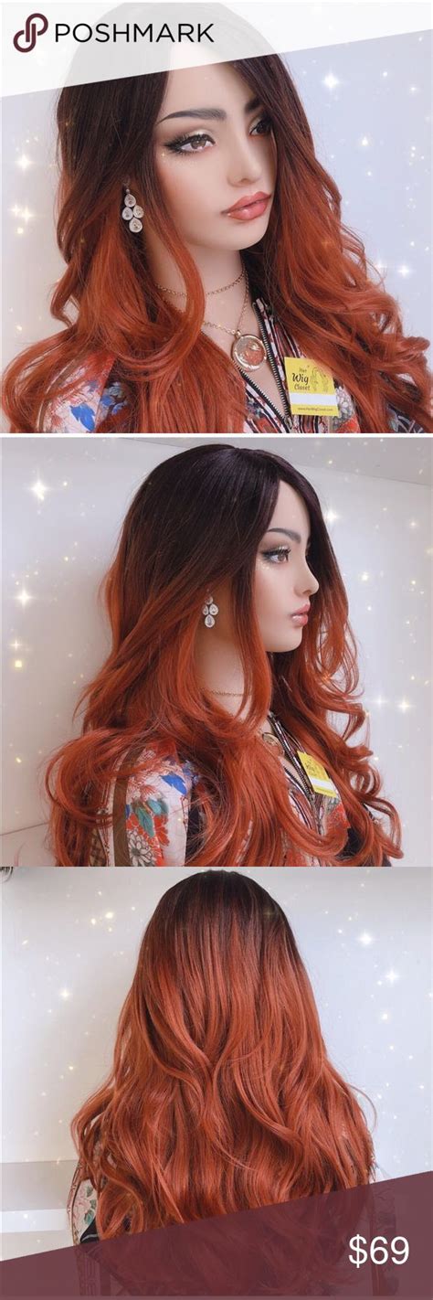 Side Part Black Copper Color Wavy Wig Sophia Copper Color Clothes Design Wigs
