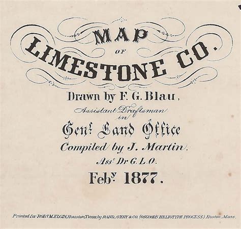 Limestone County Texas 1877 Old Wall Map With Lot Lines Etsy