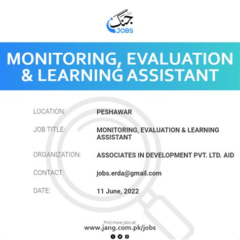 Monitoring Evaluation And Learning Assistant Job Associates In
