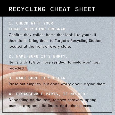 Beauty Recycling Cheat Sheet Recycling Station Household Waste