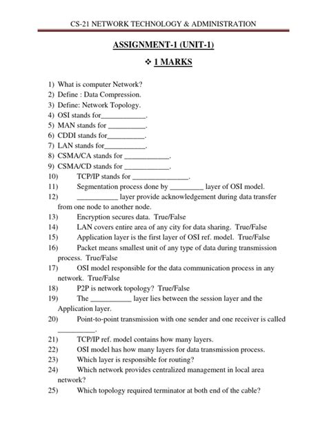 Networking Assignment 1 Pdf Computer Network Osi Model