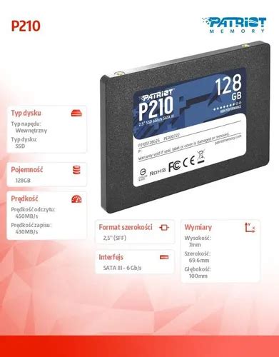 Dysk SSD PATRIOT P210 128GB 2,5'' P210S128G25 najlepsza cena, opinie ...