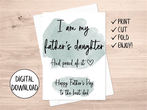 Printable Fathers Day Card From Daughter Father Daughter Card