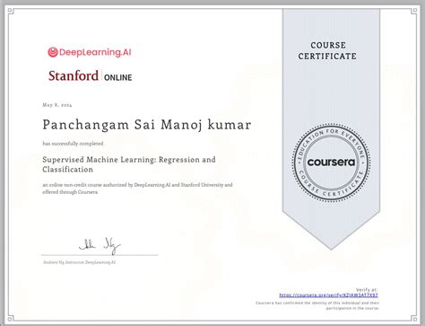 Completion Of Machine Learning Course By Coursera P Sai Manoj Kumar Posted On The Topic Linkedin
