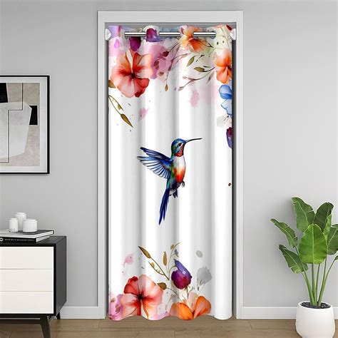 Hummingbird Doorway Curtains Privacy Sping Floral Butterfly Closet Door Curtain For