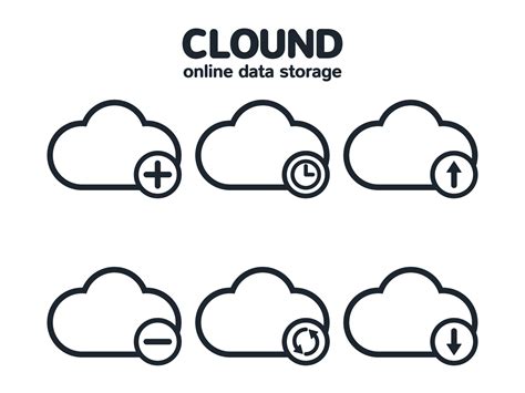 Online Data Storage Cloud Icon Set Outline Icon 11718262 Vector Art At Vecteezy