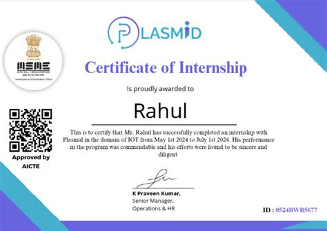 Sample Internship Certificate Plasmid 1 Pdf