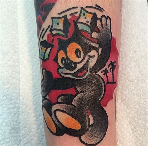 Traditional Felix The Cat Tattoo