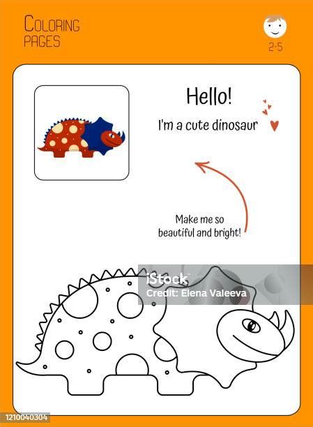 만화 귀여운 윤곽 공룡입니다 어린이 유아를위한 색칠 공부 책 미취학 아동을위한 교육 아트 카드 칼라 무늬 갈고리 발톱에 대한