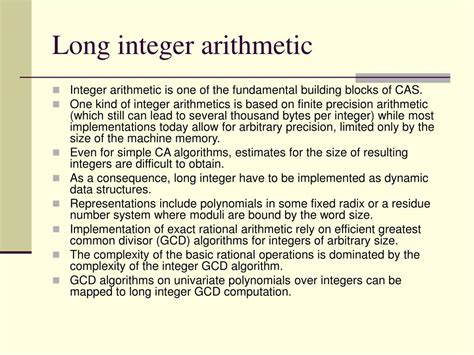 Ppt Topics 2 Exact Arithmetic Number Theory Linear Algebra