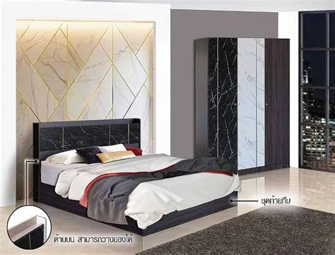 เตียงนอน Icon 6 ฟุต Model Bs 604 ดีไซน์สวยหรู สไตล์เกาหลี หัวตรง หัวเตียงวางของได้ สินค้า