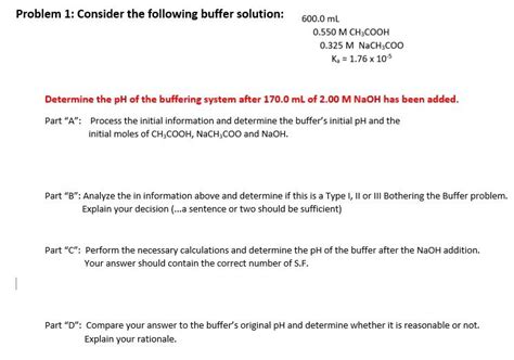 Solved Problem Consider The Following Buffer Solution Chegg