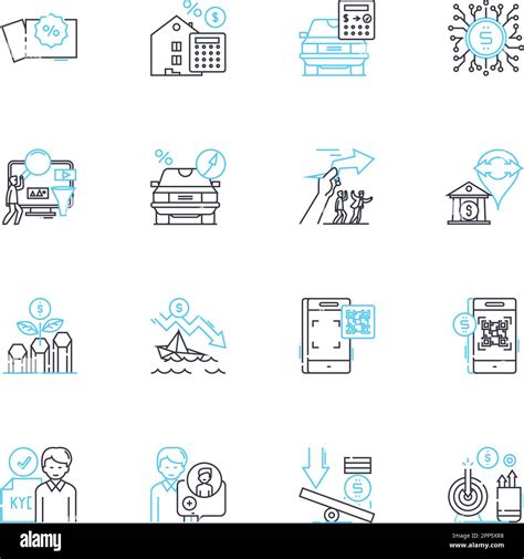 Electronic Payments Linear Icons Set Cryptocurrency Wallet Online