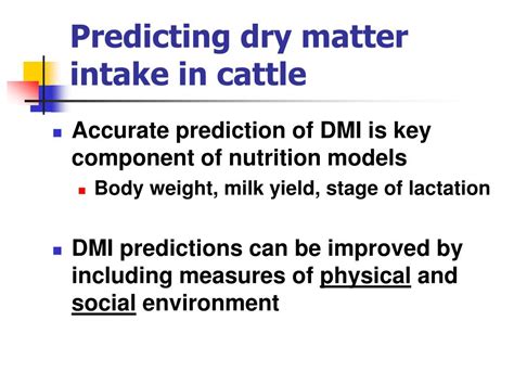 Ppt Modeling The Influence Of Cattle Management On Dry Matter Intake Powerpoint Presentation