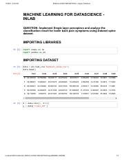 SINGLE LAYER PERCEPTRON Jupyter Notebook Pdf PM SINGLE LAYER PERCEPTRON