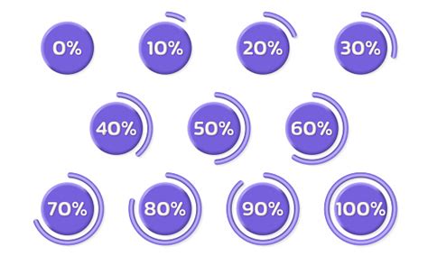 3d 다이어그램 원형 차트 세트 만화 스타일의 백분율 원 그래프입니다 진행 인포그래픽 디자인 요소 벡터 그림입니다 만화에 대한